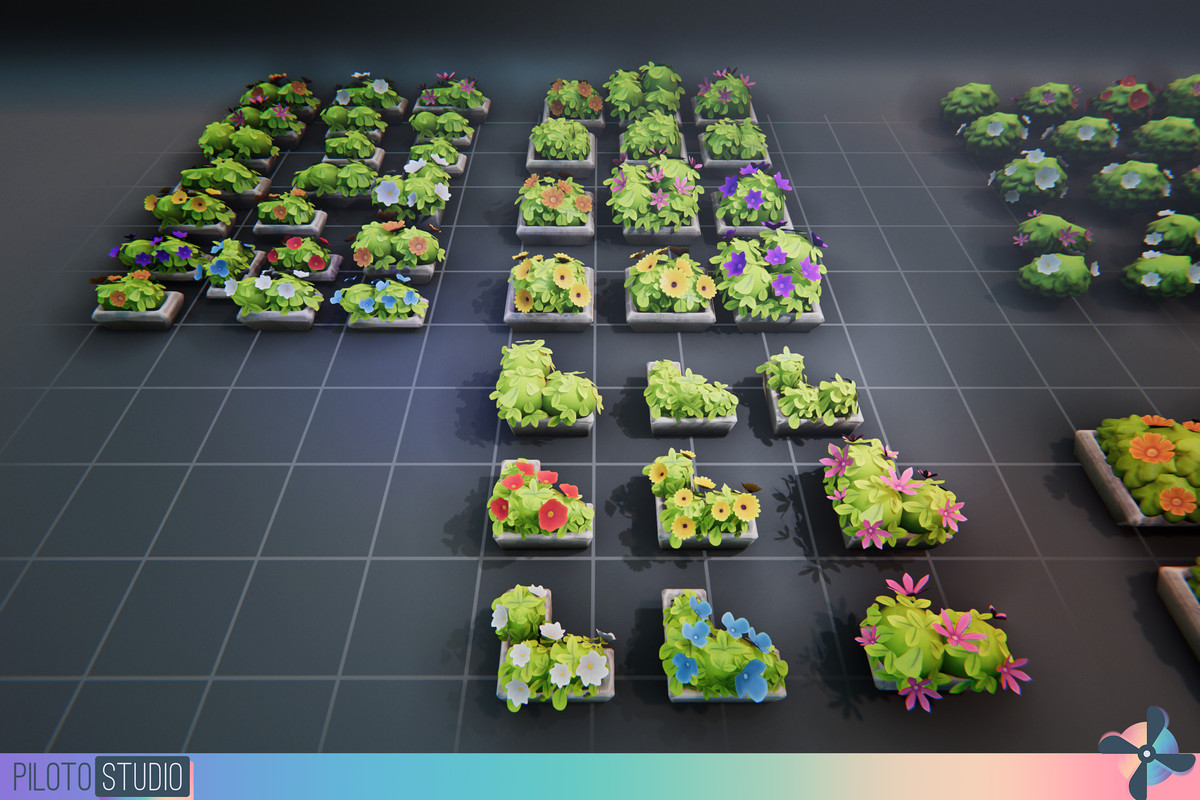Stylized Vegetation Pack - Flowers, Bushes, Leaves, Vases