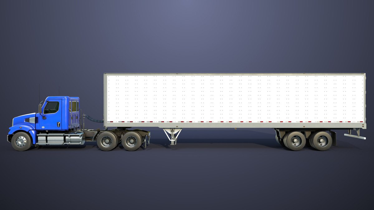 Heavy Truck blue with Semi Trailer URP HDRP Textures