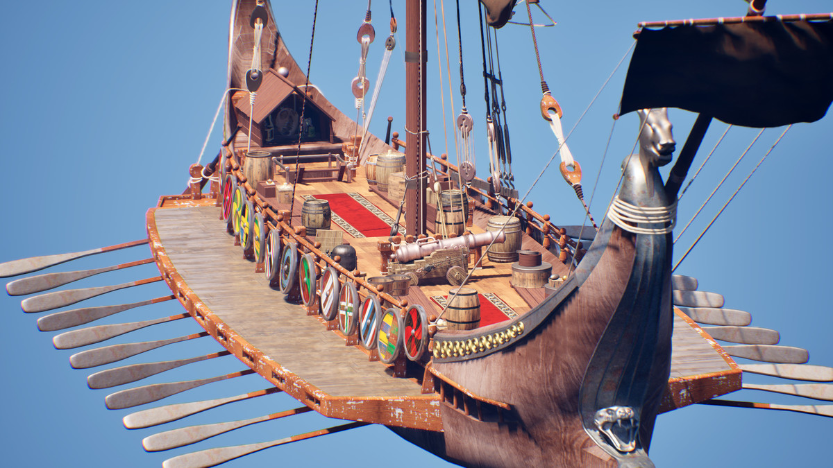Dromon Galleon Sail Ship - 3D Model