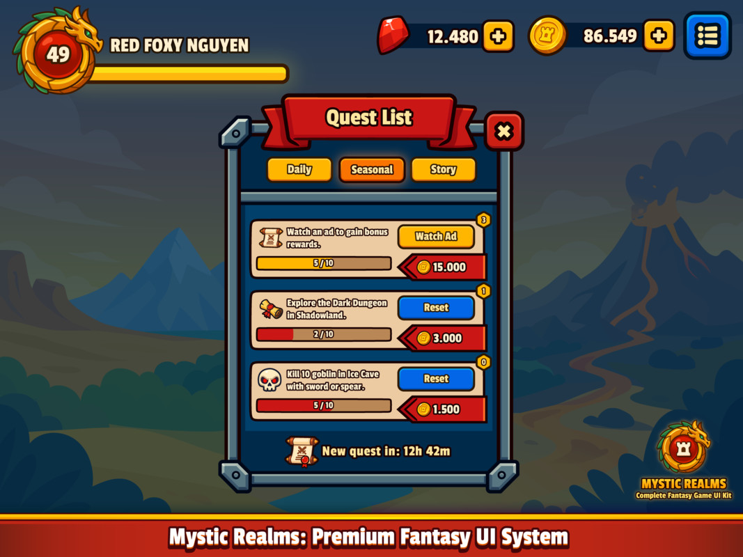 Mystic Realms: Premium Fantasy UI System