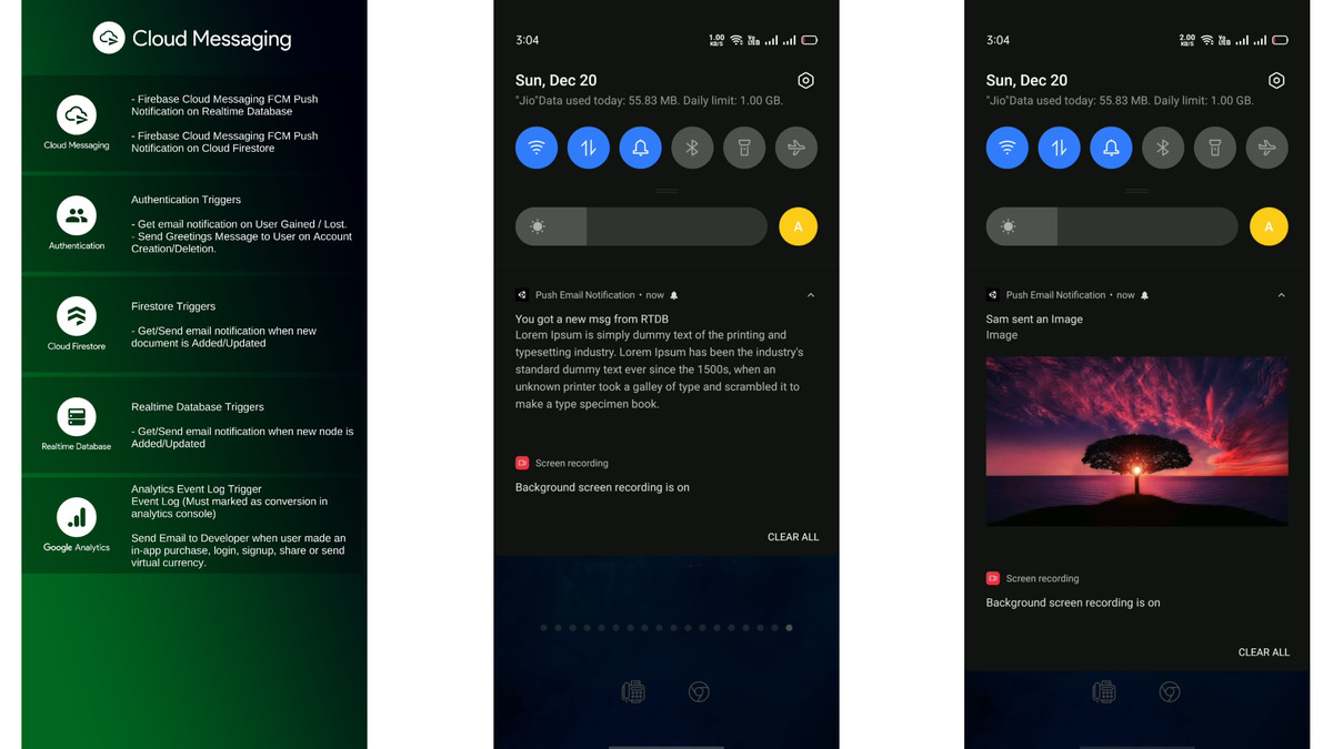 Push & Email Notification - Firebase Cloud Messaging