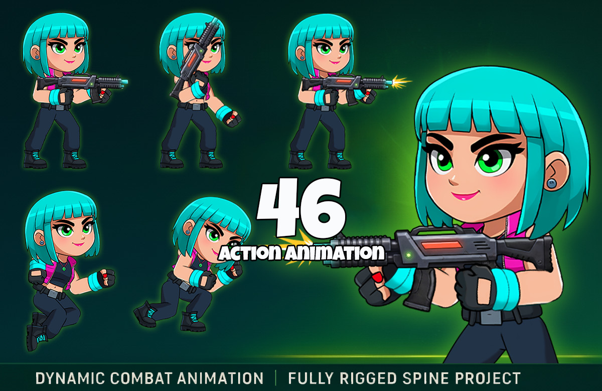 Zara Volt 2D Animated Spine Character(Prime Series) by Gamelauncher Studio