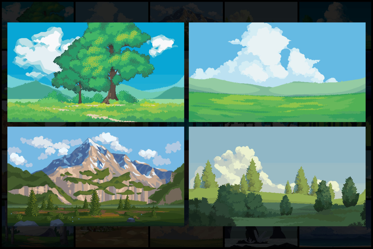 56 Nature Backgrounds Pixel Art