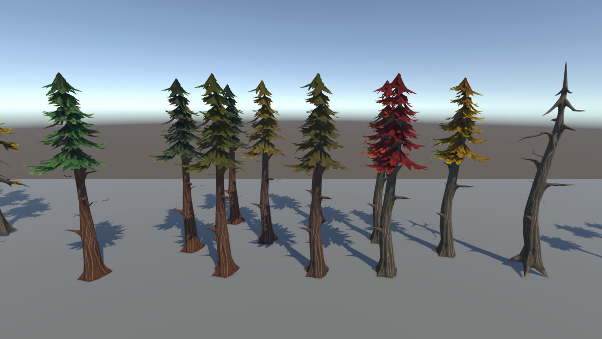 Seasonal Stylized Pine Tree Set
