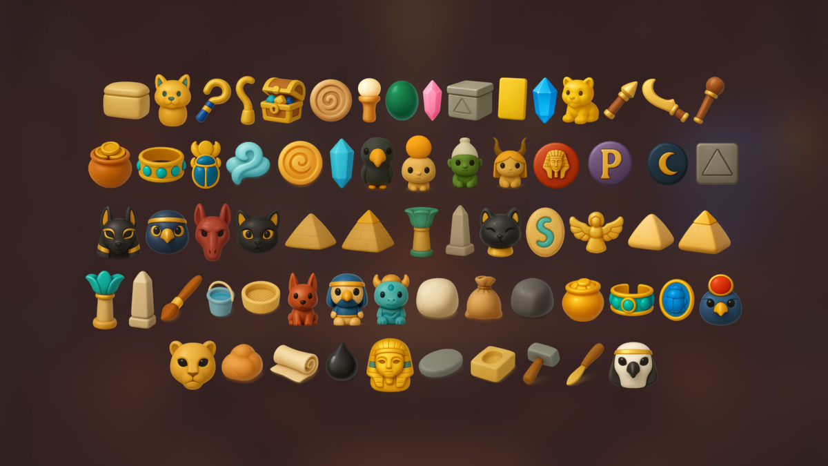 Ancient Egyptian Symbols Pack Golden Relics, Gods, Artifacts and Icons