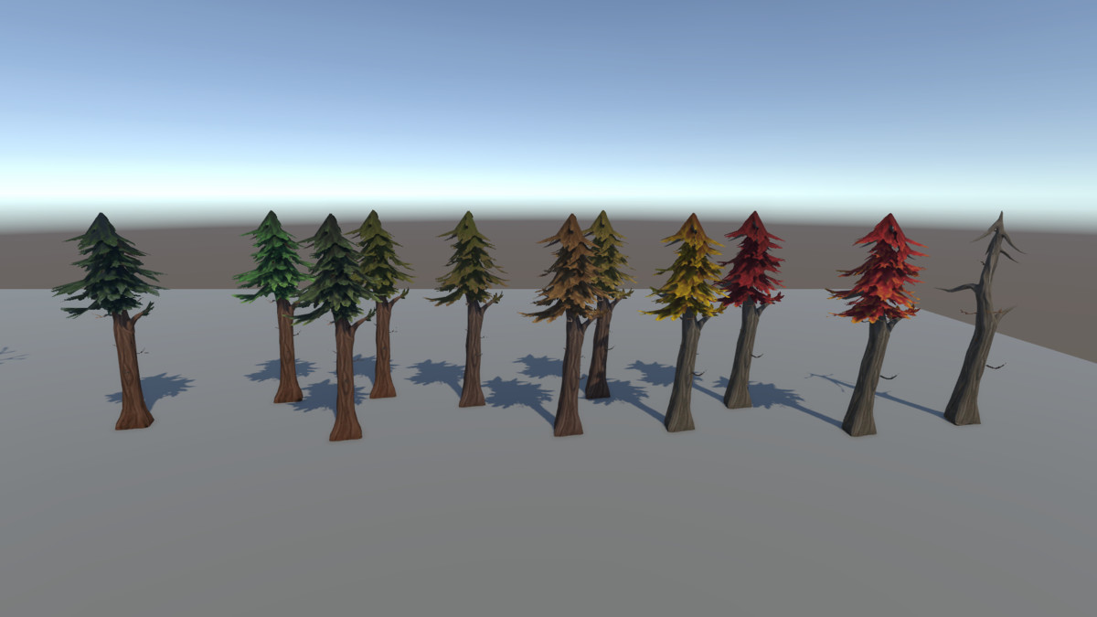 Seasonal Stylized Pine Tree Set