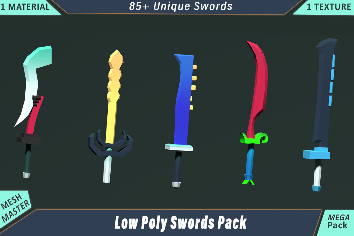 85+ Low Poly Swords Pack – Unique Stylized Swords