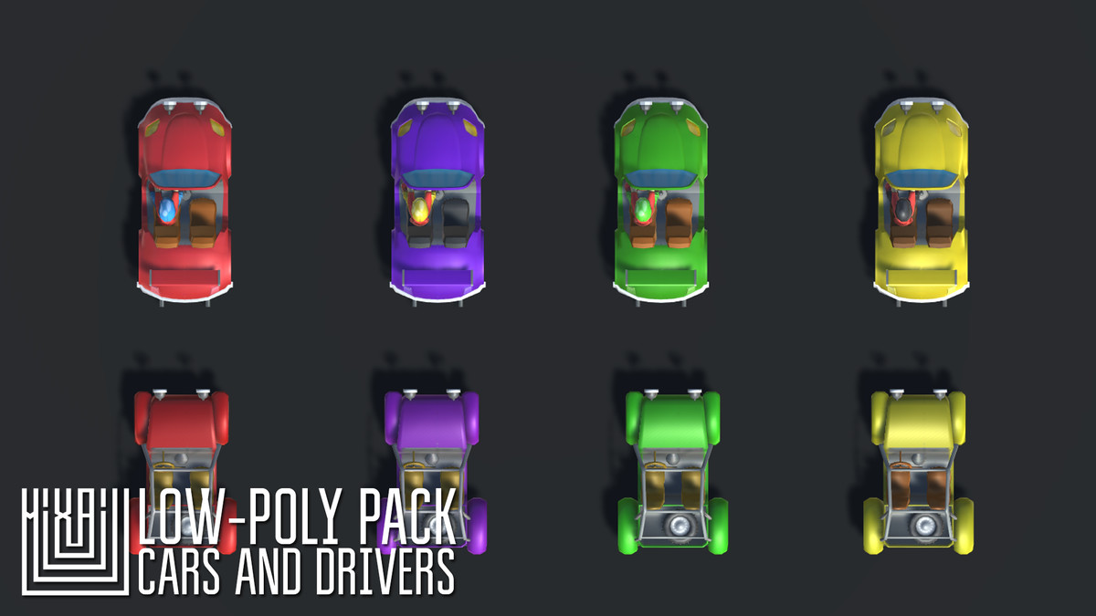 Low-Poly pack cars and drivers