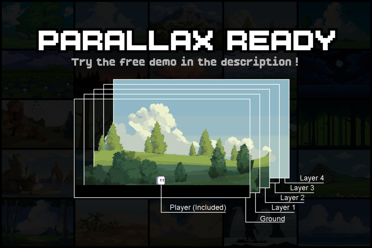 56 Nature Backgrounds Pixel Art