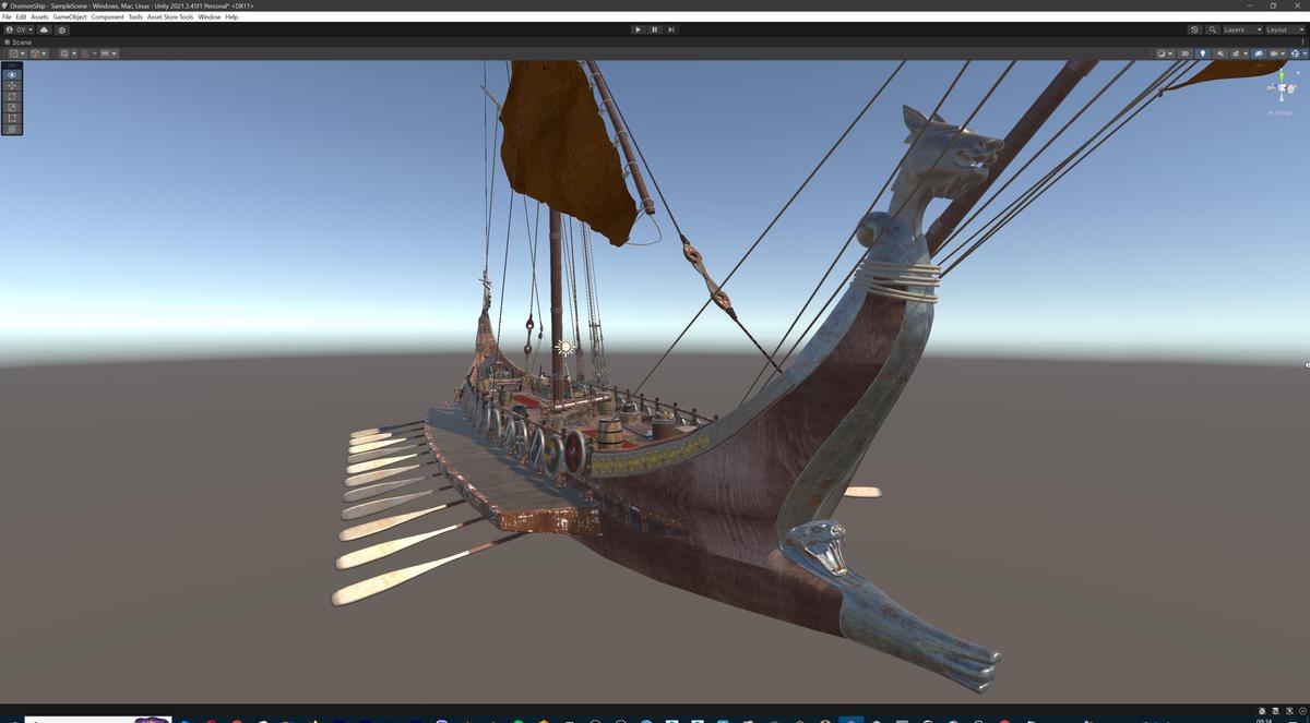 Dromon Galleon Sail Ship - 3D Model