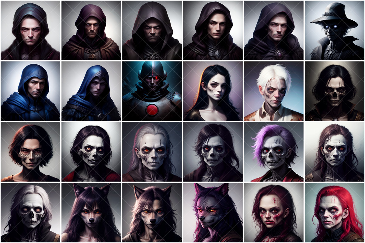 Fantasy Character Portraits - Dark and Light