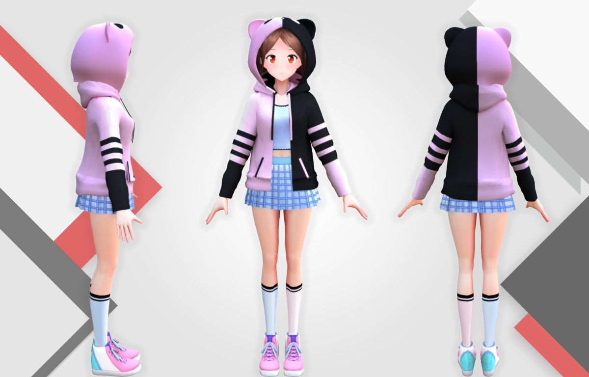 Millia 3D: Anime Style Character (For VRChat/Game-Ready)