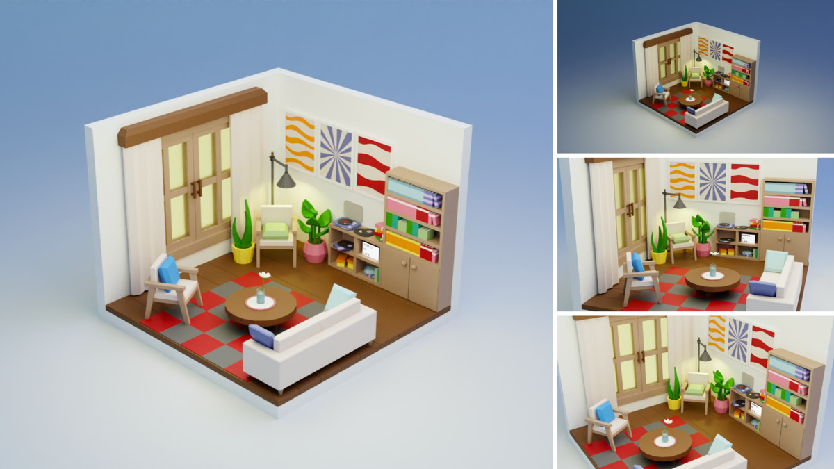 Low Poly Rooms Interiors 3 - Stylized Asset Pack