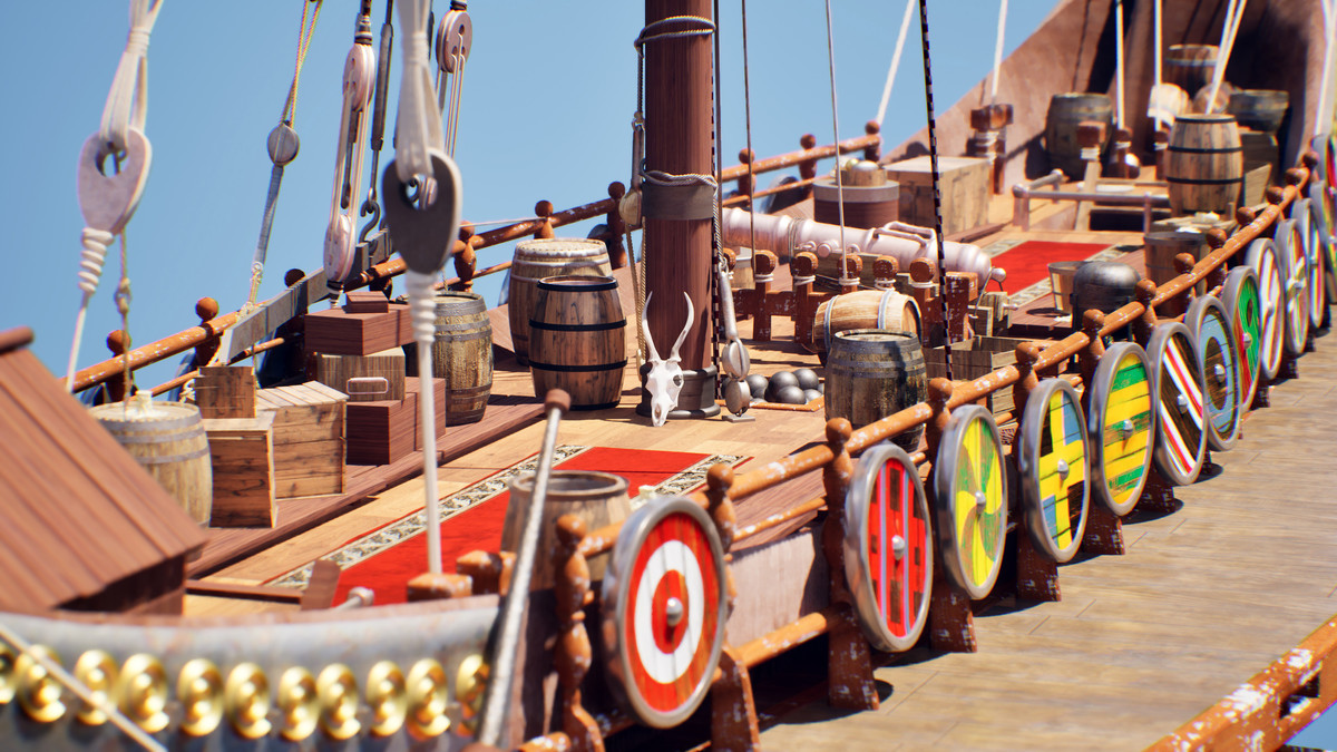 Dromon Galleon Sail Ship - 3D Model