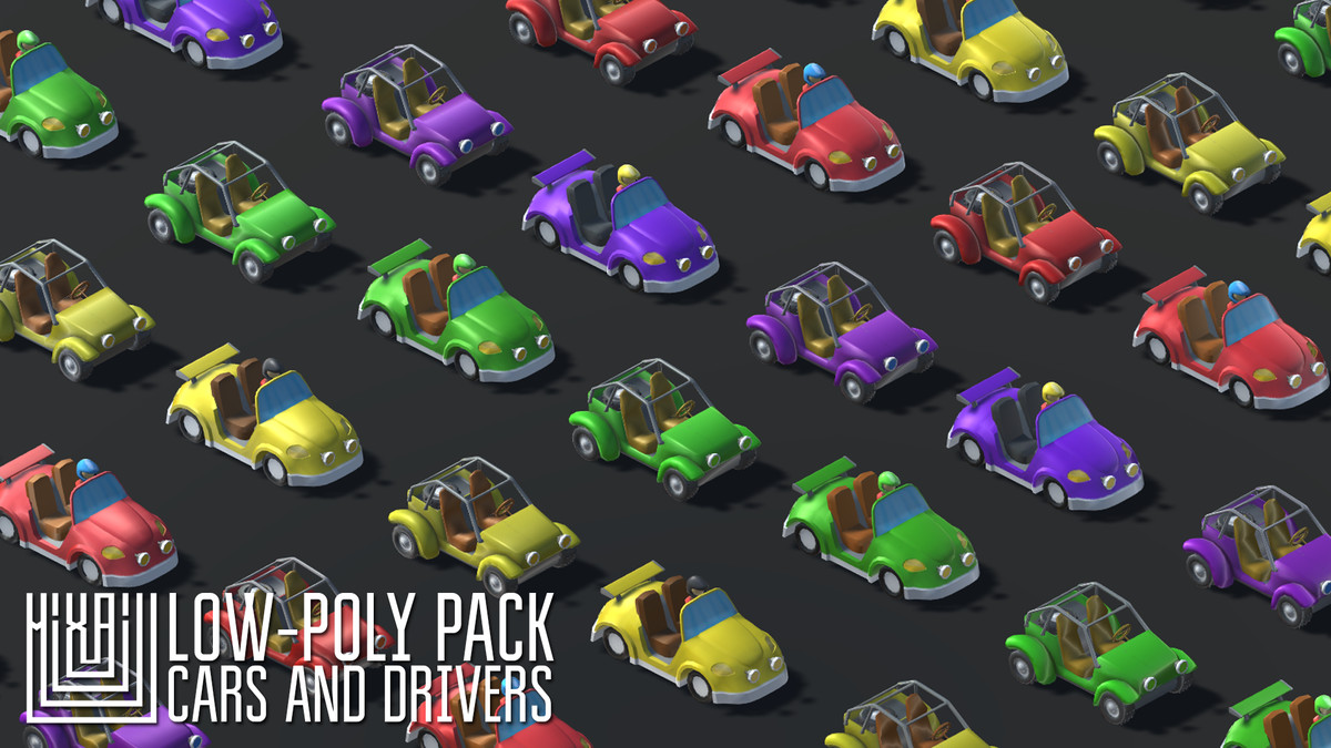 Low-Poly pack cars and drivers