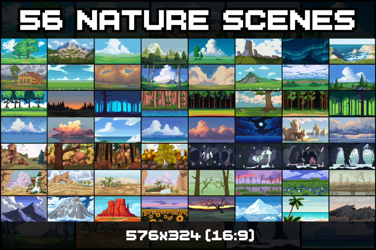 56 Nature Backgrounds Pixel Art