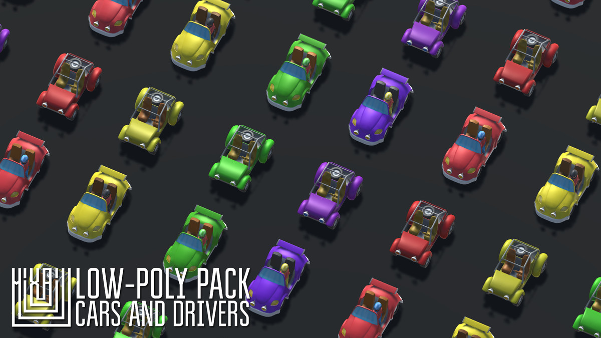 Low-Poly pack cars and drivers