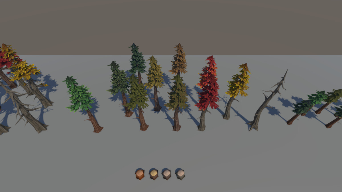 Seasonal Stylized Pine Tree Set