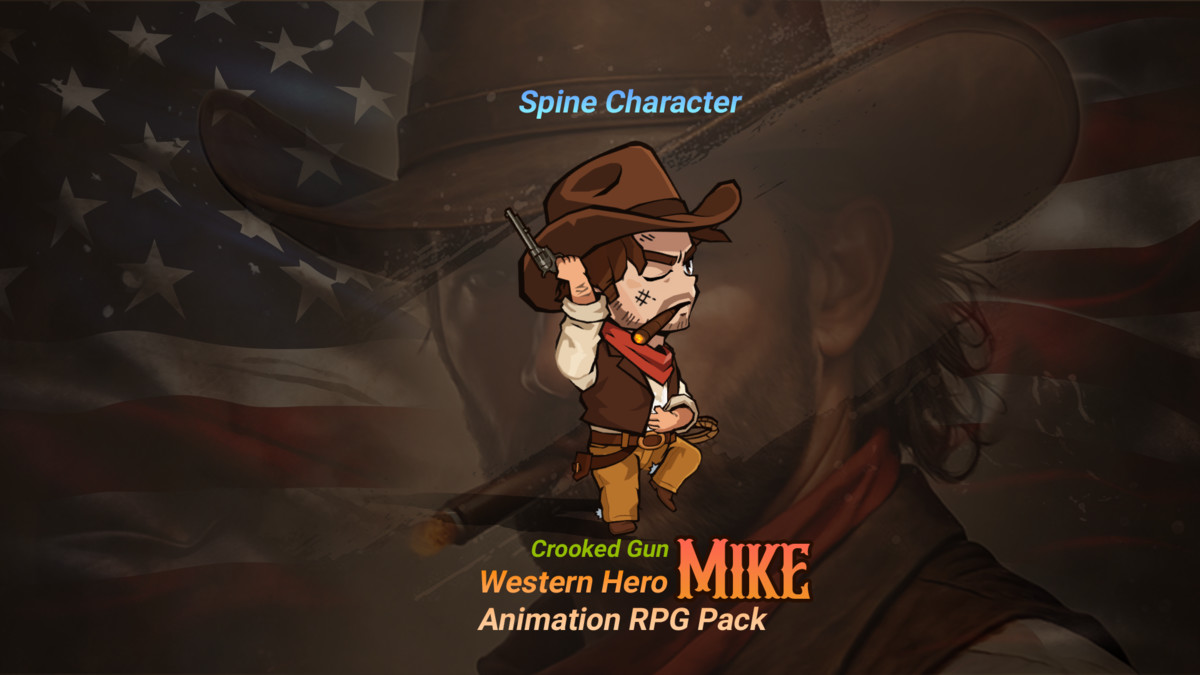 Cowboy_Crooked Gun_ Spine animation 2D Character