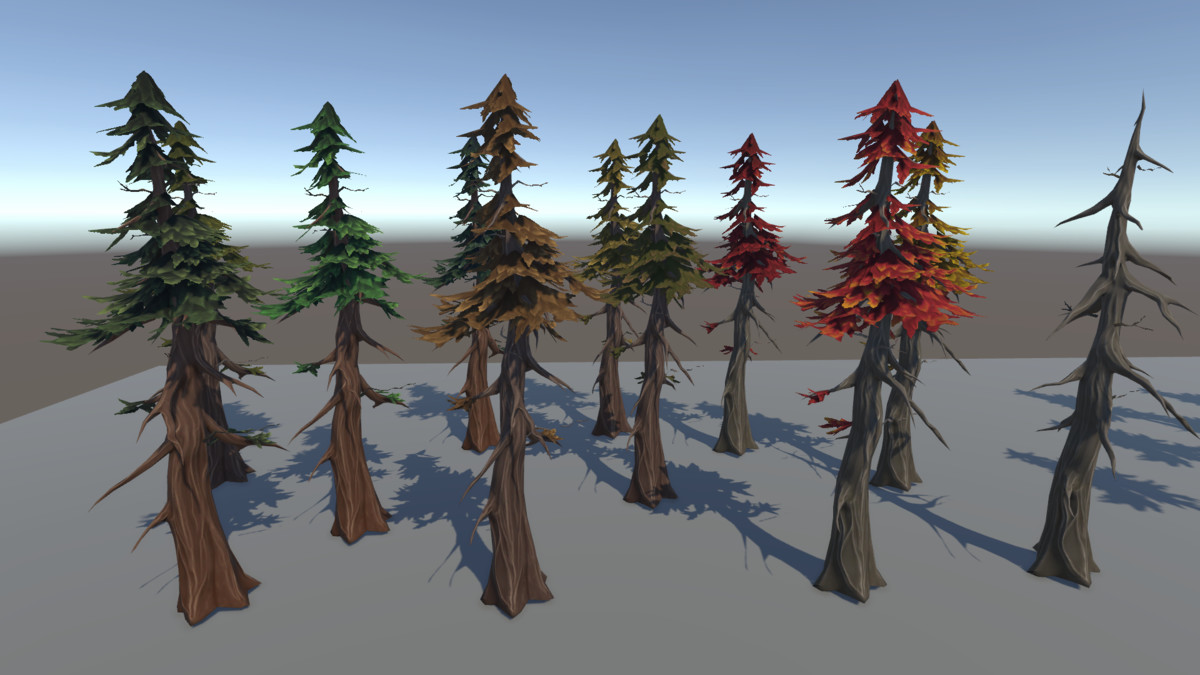 Seasonal Stylized Pine Tree Set