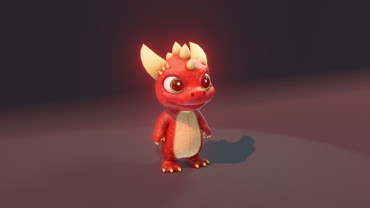Cartoon Red Dinosaur 3D Model (Low-Poly, Game-Ready, Animated, Built-In)