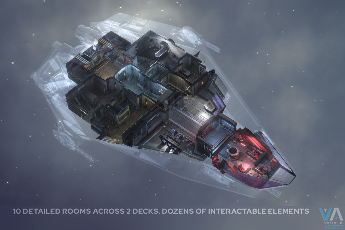Spaceship with Full Interior: Minerva Corvette