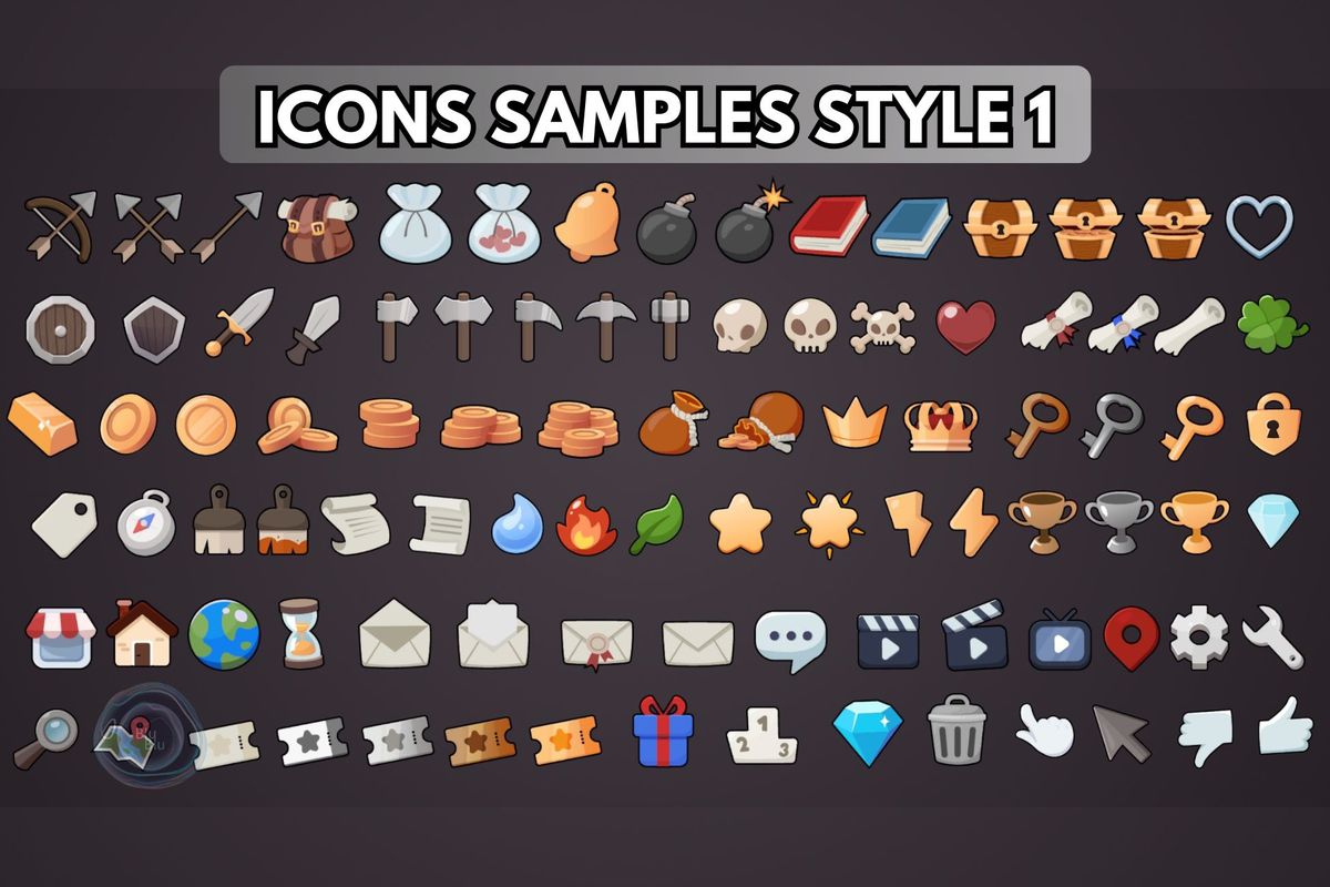 Dark Fantasy GUI + Icons Bundle + PSD GUI files + AI Icons files