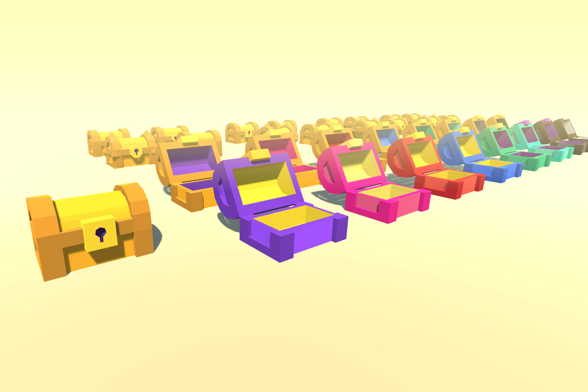 Low Poly 3D Chest Customizable plus Shattered
