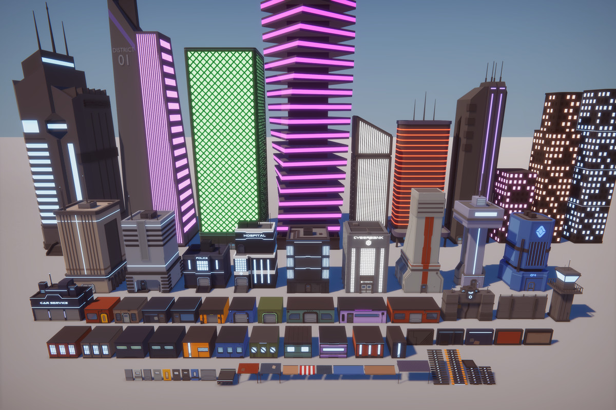 Low Poly Sci-Fi Cyberpunk City