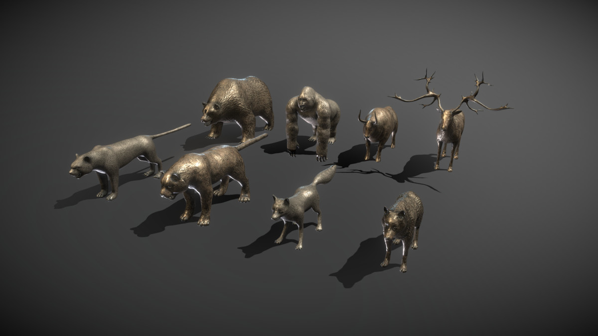 8 Animal Bronze Statues