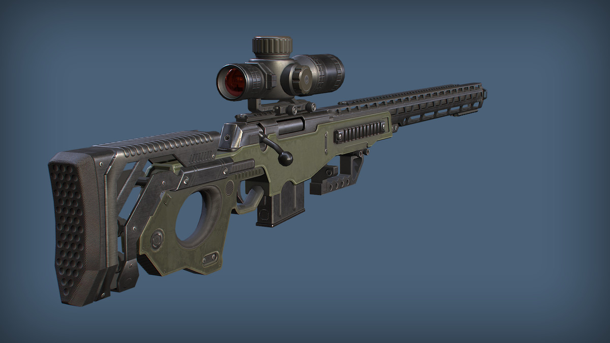 SR S96 Sniper Rifle With Hands