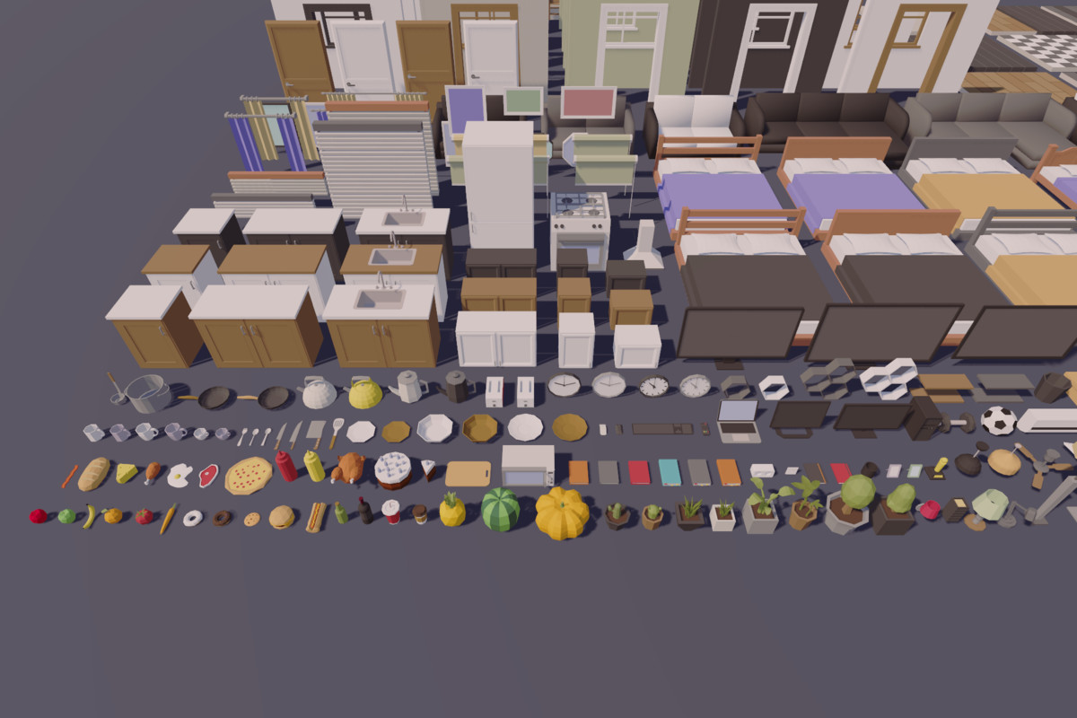 Hypercasual Characters Bundle + House Interior + Food Bundle