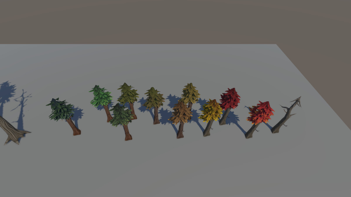 Seasonal Stylized Pine Tree Set