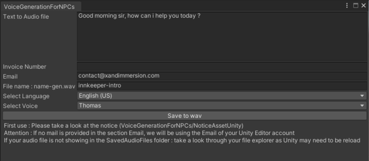 Voice generation for NPCs