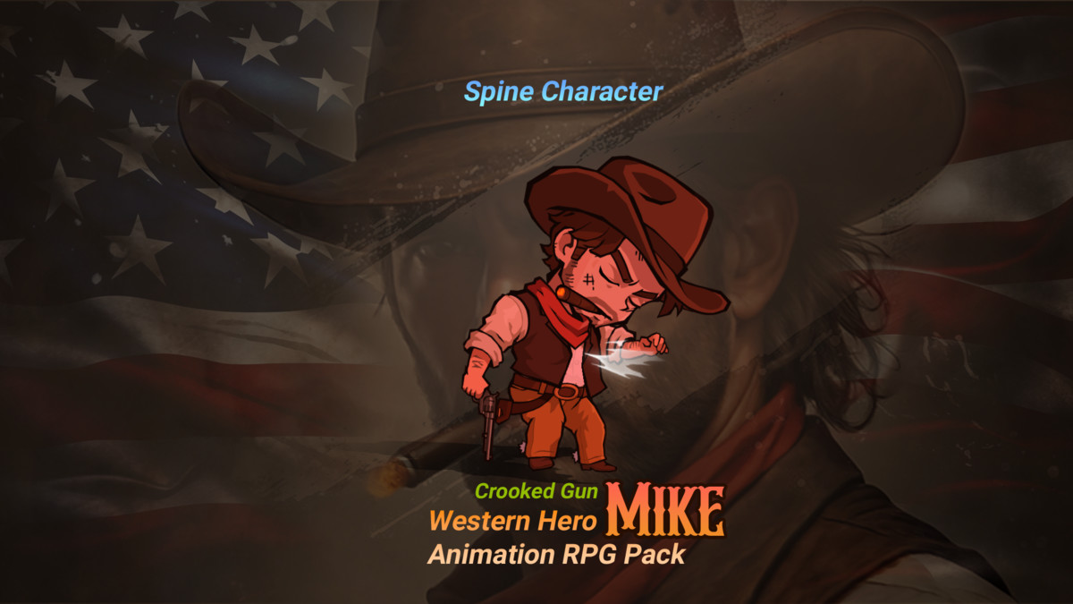 Cowboy_Crooked Gun_ Spine animation 2D Character