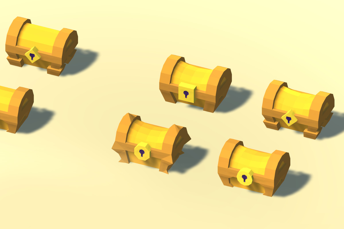 Low Poly 3D Chest Customizable plus Shattered