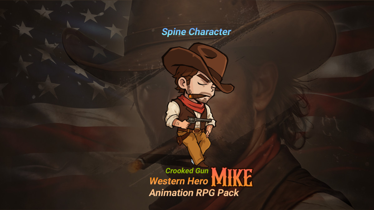 Cowboy_Crooked Gun_ Spine animation 2D Character