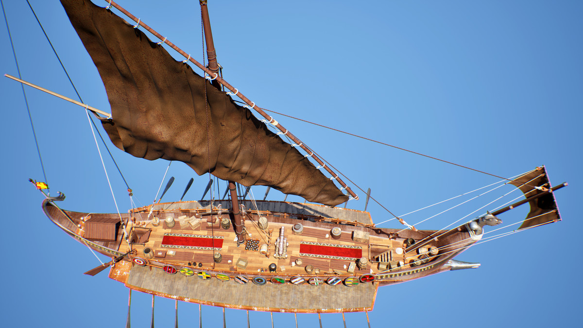 Dromon Galleon Sail Ship - 3D Model