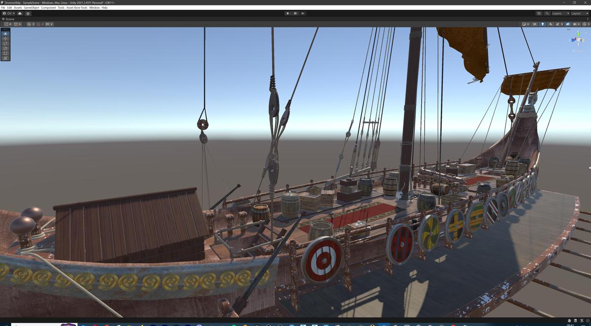 Dromon Galleon Sail Ship - 3D Model