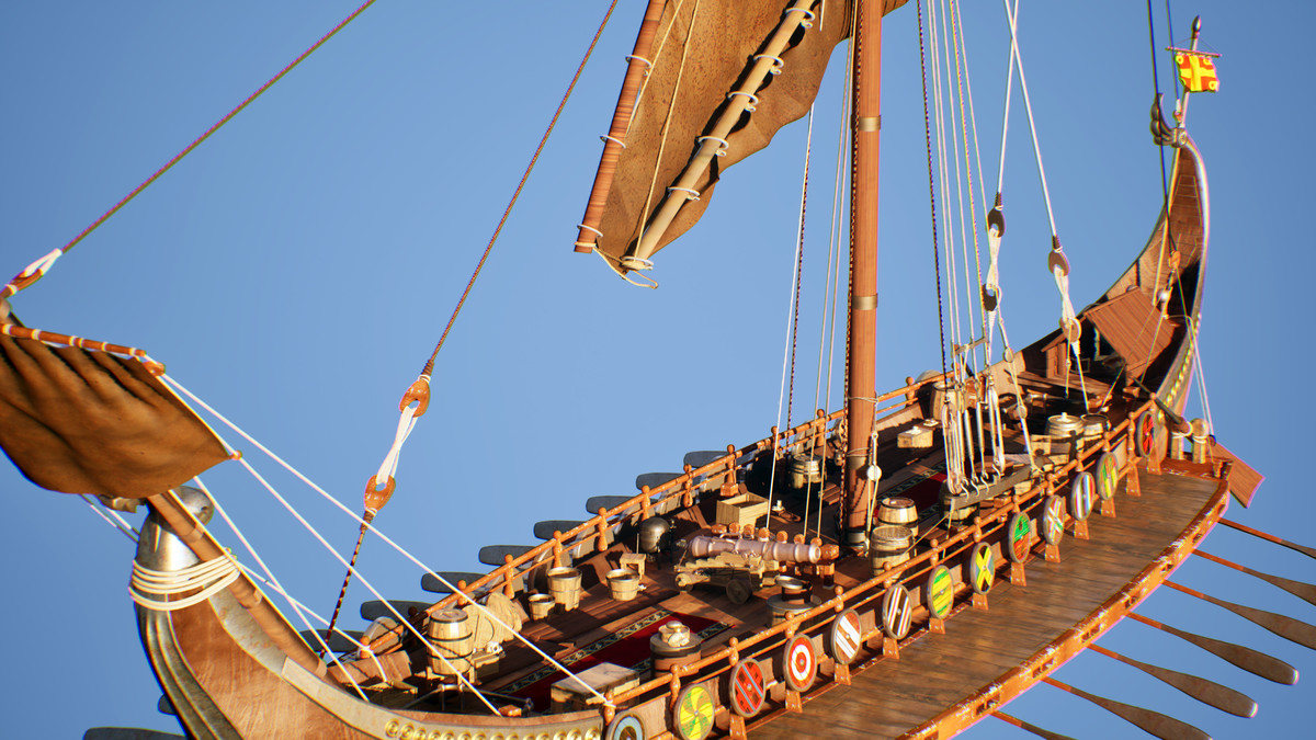 Dromon Galleon Sail Ship - 3D Model