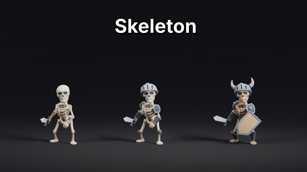 Skeleton | Dungeon RPG Monsters Evolutions – Stylized Low Poly Animated ...