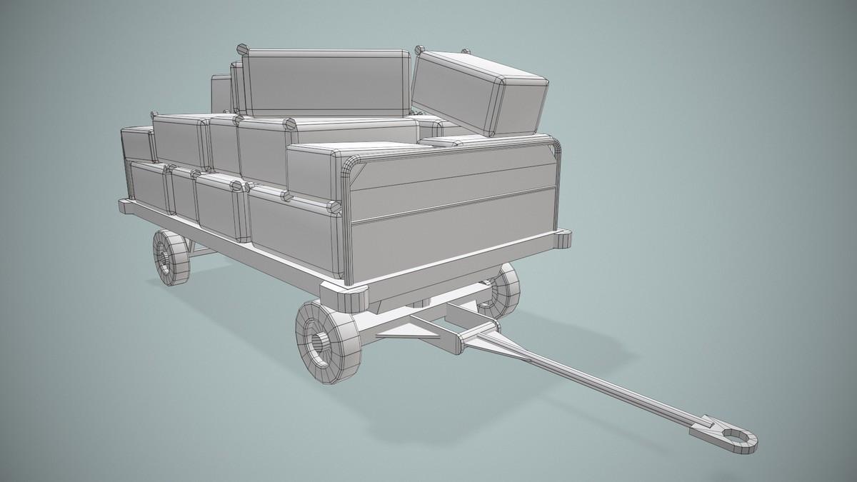 Airport Baggage Cart Loaded (436)