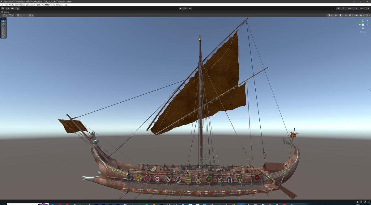 Dromon Galleon Sail Ship - 3D Model