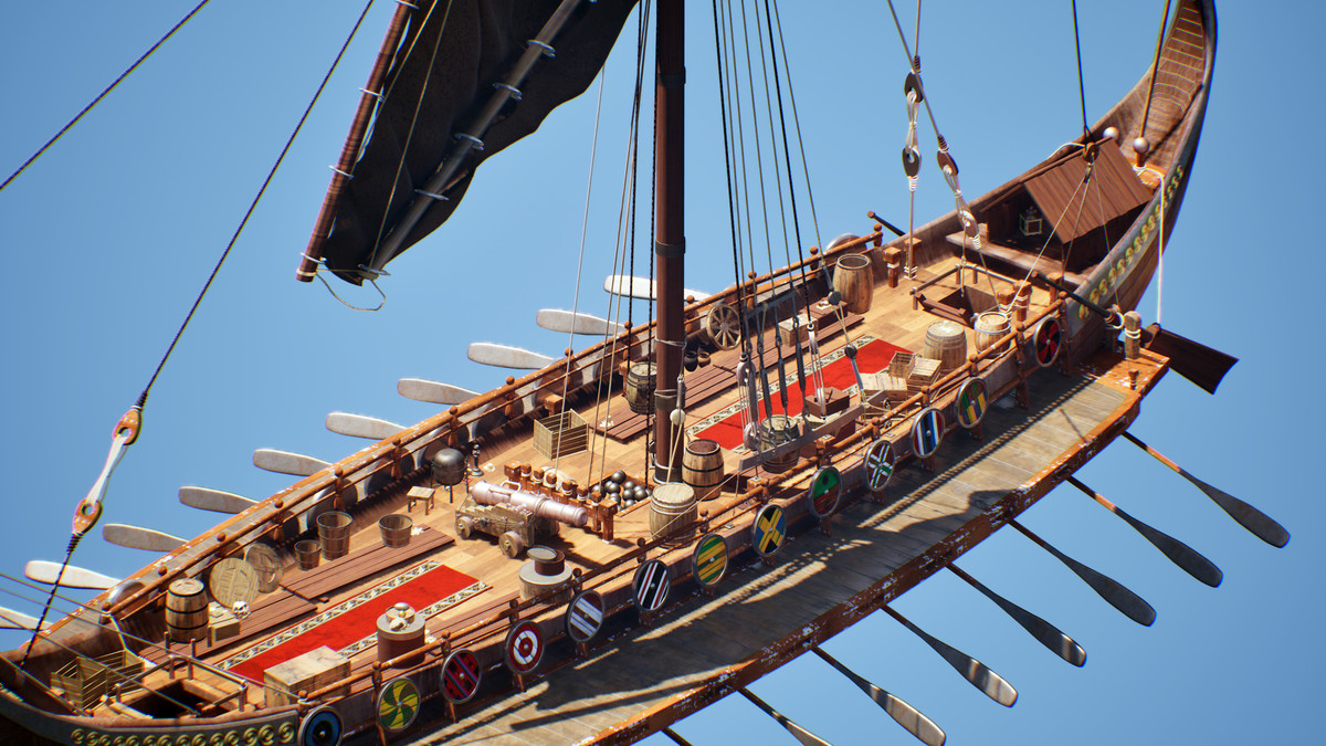 Dromon Galleon Sail Ship - 3D Model