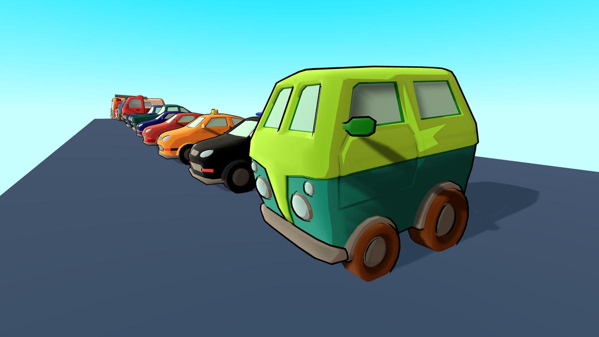 Toon Vehicles Pack with Toon Shader