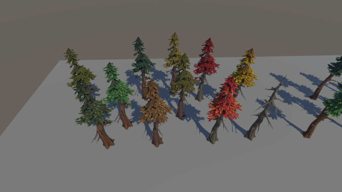 Seasonal Stylized Pine Tree Set