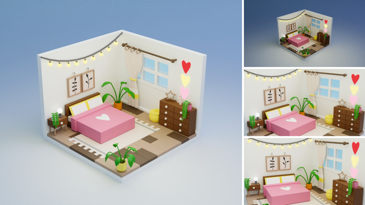 Low Poly Rooms Interiors 3 - Stylized Asset Pack