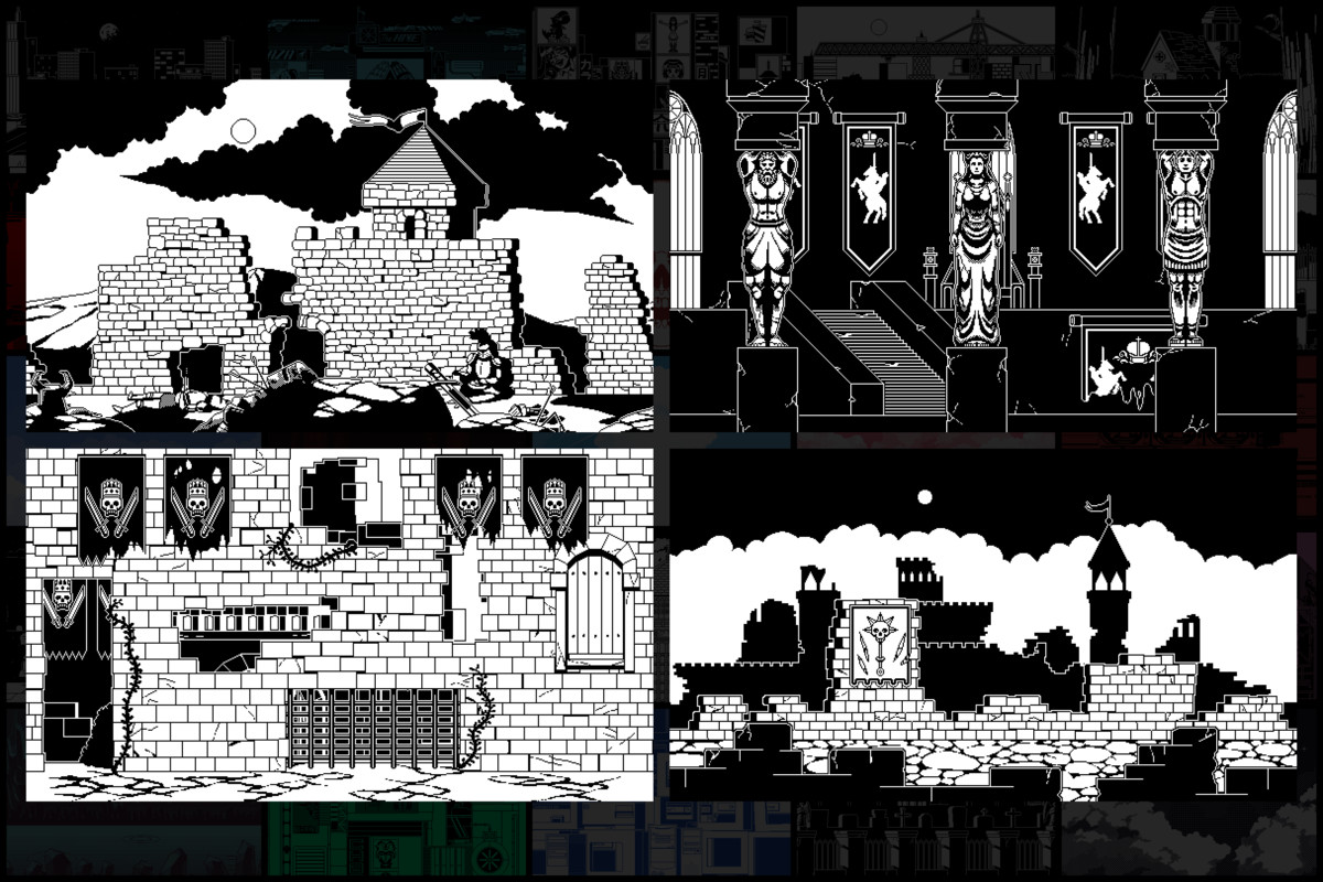 36 1-Bit Backgrounds Pixel Art