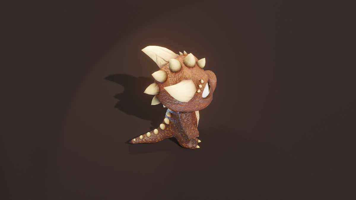 Cartoon Brown Dinosaur 3D Model (Low-Poly, Game-Ready, Animated, Built-In)