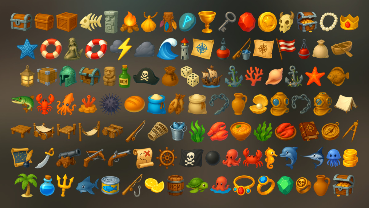 Pirate & Nautical RPG Icons – Treasure, Ships, Ocean Loot, Adventure